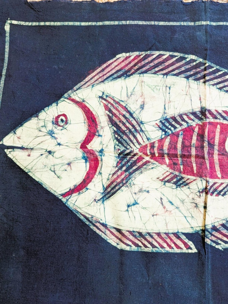Benin Batik Fish Art: African Cotton Wall Hanging - Etsy