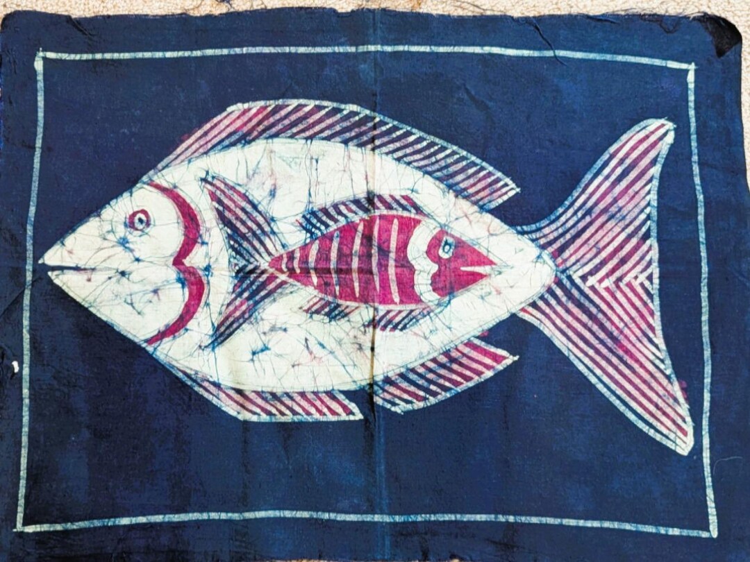 Benin Batik Fish Art: African Cotton Wall Hanging - Etsy