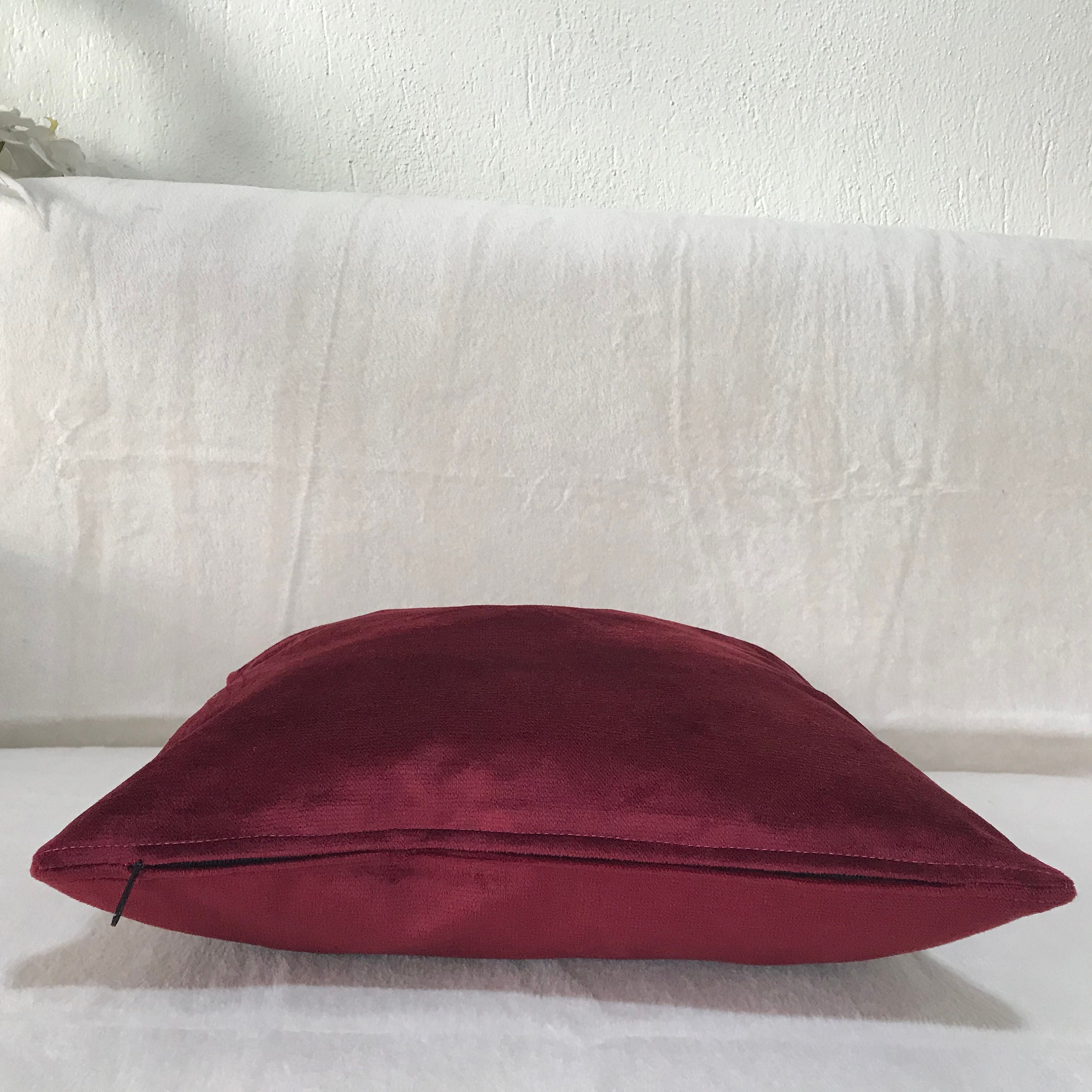 Red Velvet Throw Pillow Cover, Luxury Red Velvet Decorative Cushion ...