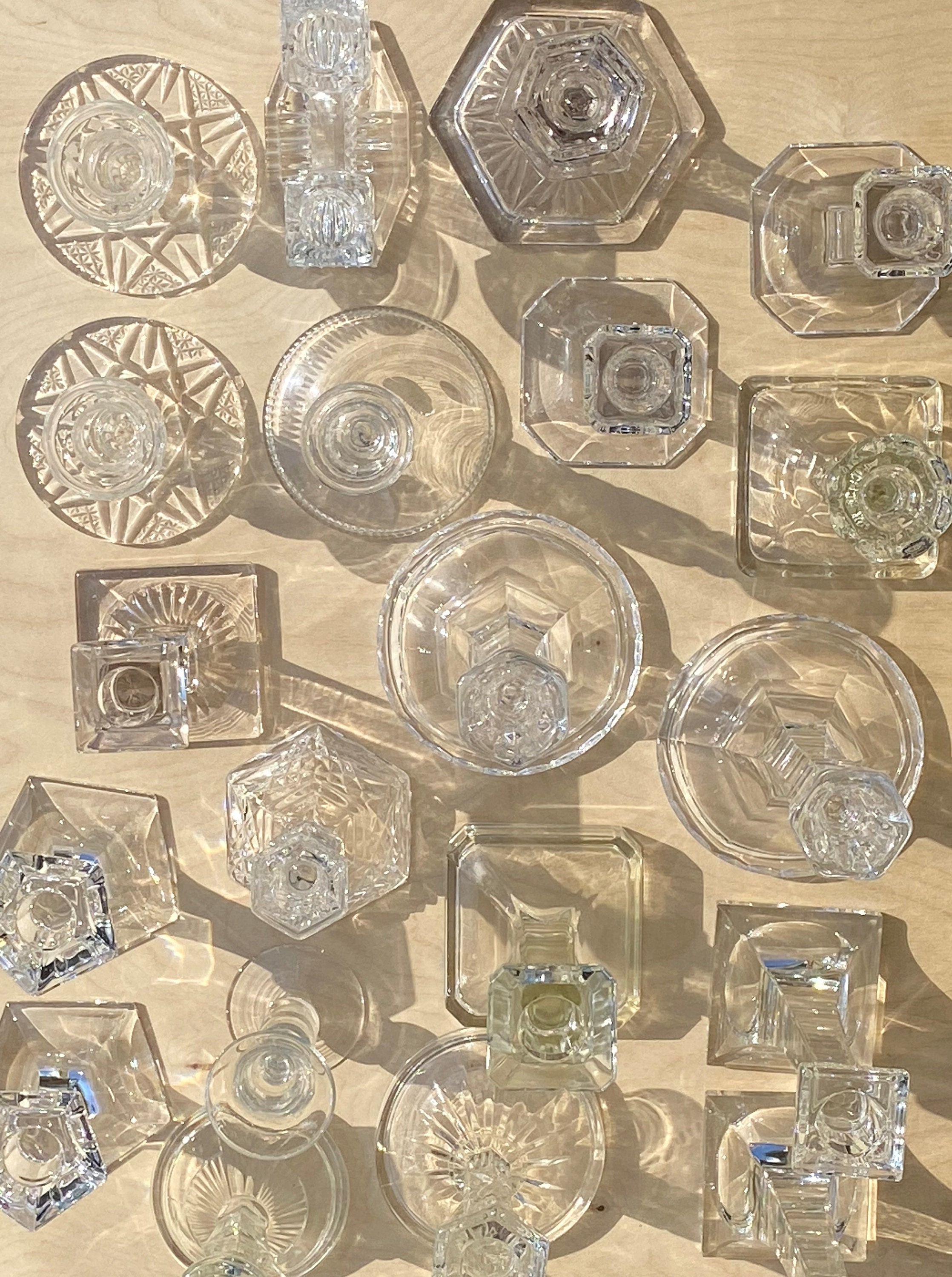 Gorgeous Pair of Vintage Crystal Cut Glass Candlestick Candleholders ...