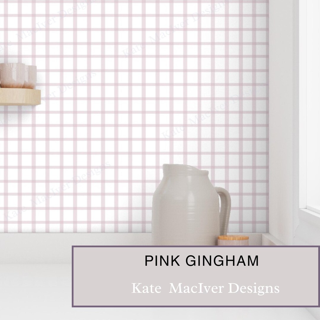 Home Wallpaper Light Pink Check; Gingham Pastel Pink;buffalo Plaid Soft ...