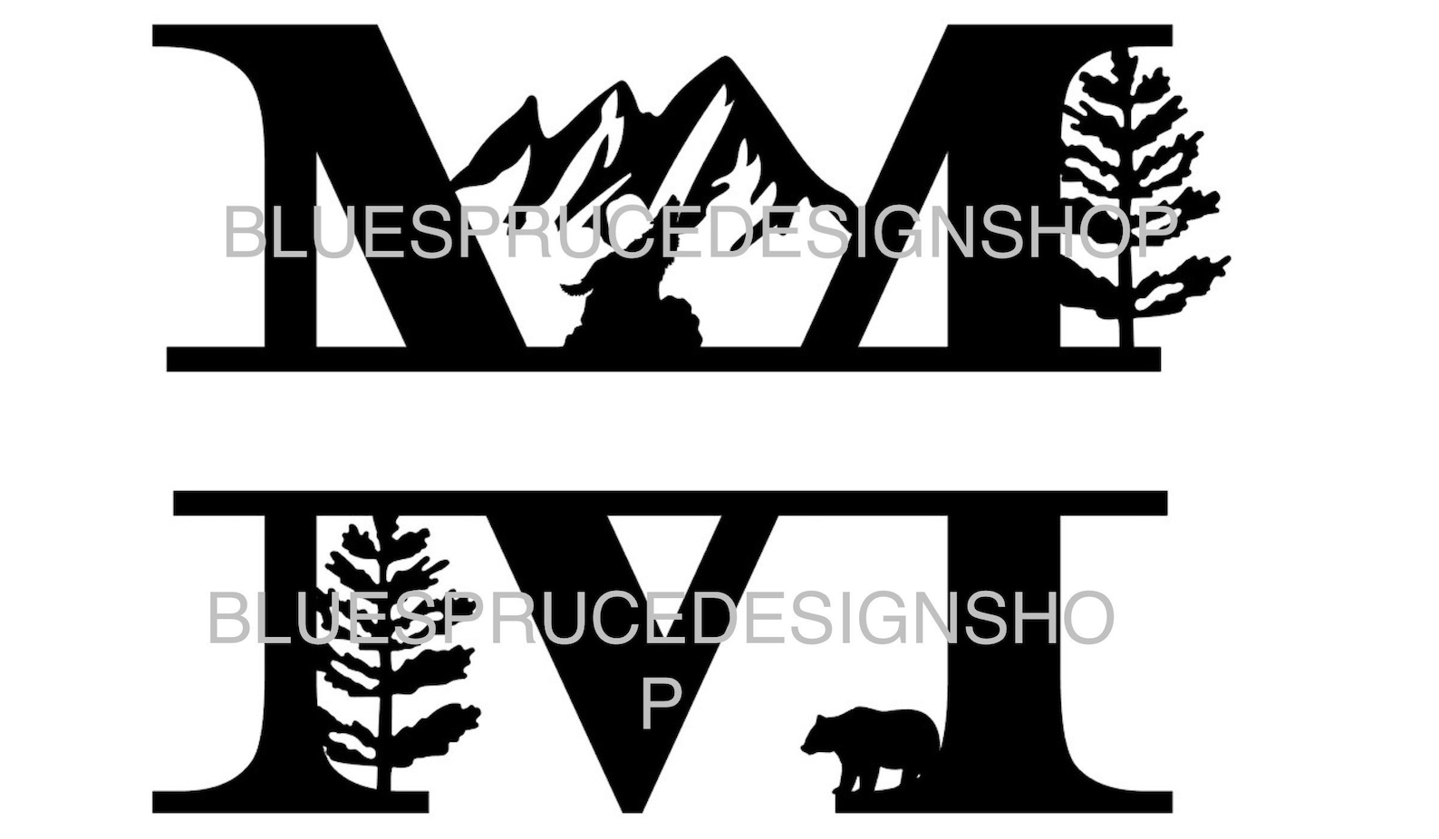 SVG File for Mountain Theme Monogram Letter Custom Designed Letter m ...