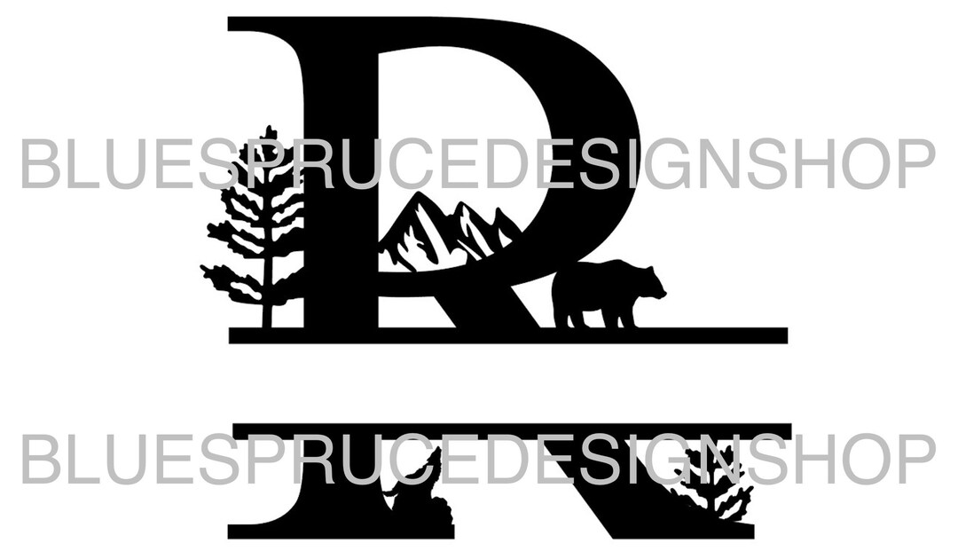 SVG File for Mountain Theme Monogram Letter Custom Designed Letter r ...