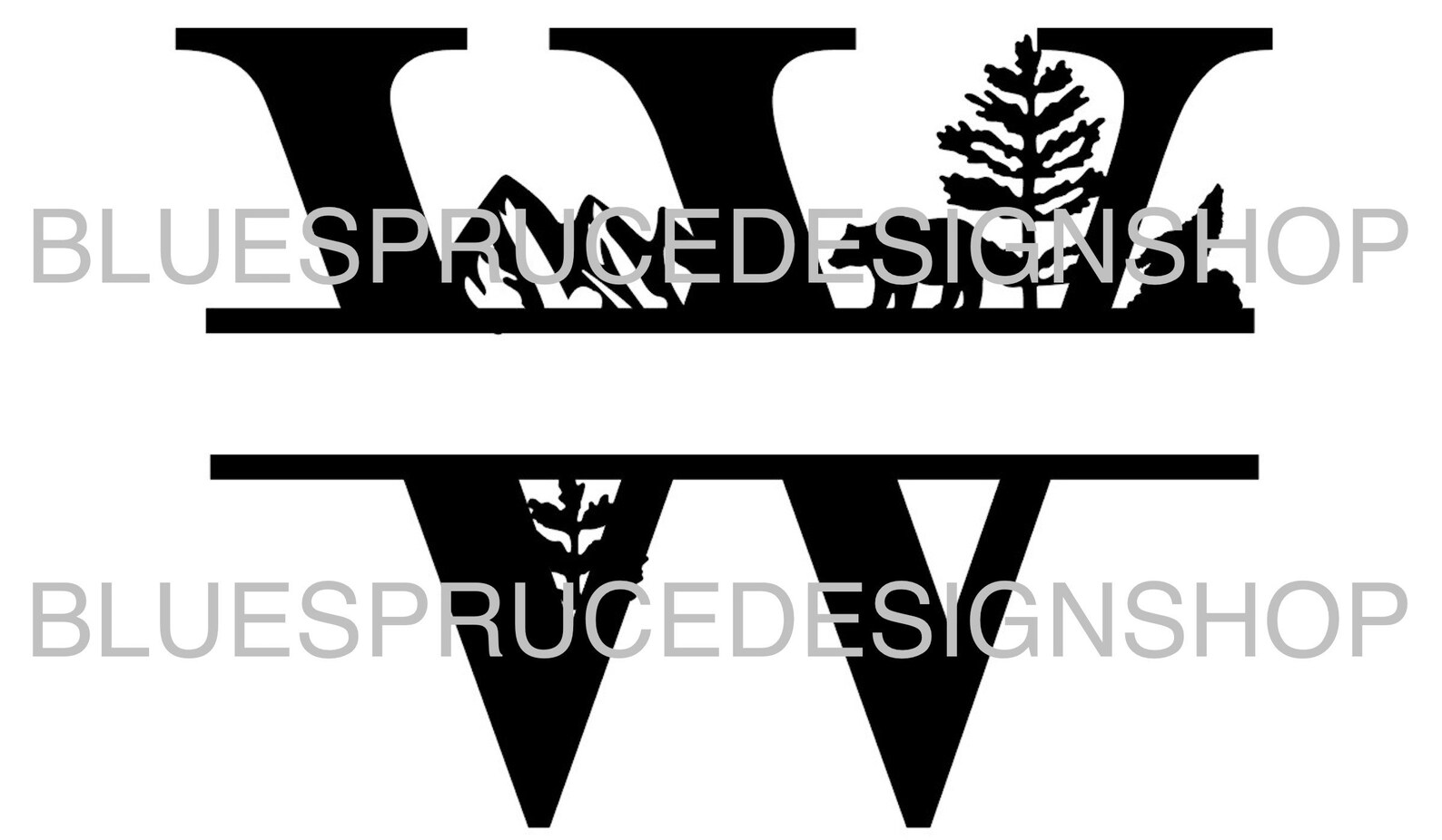 SVG File for Mountain Theme Monogram Letter Custom Designed Letter w ...