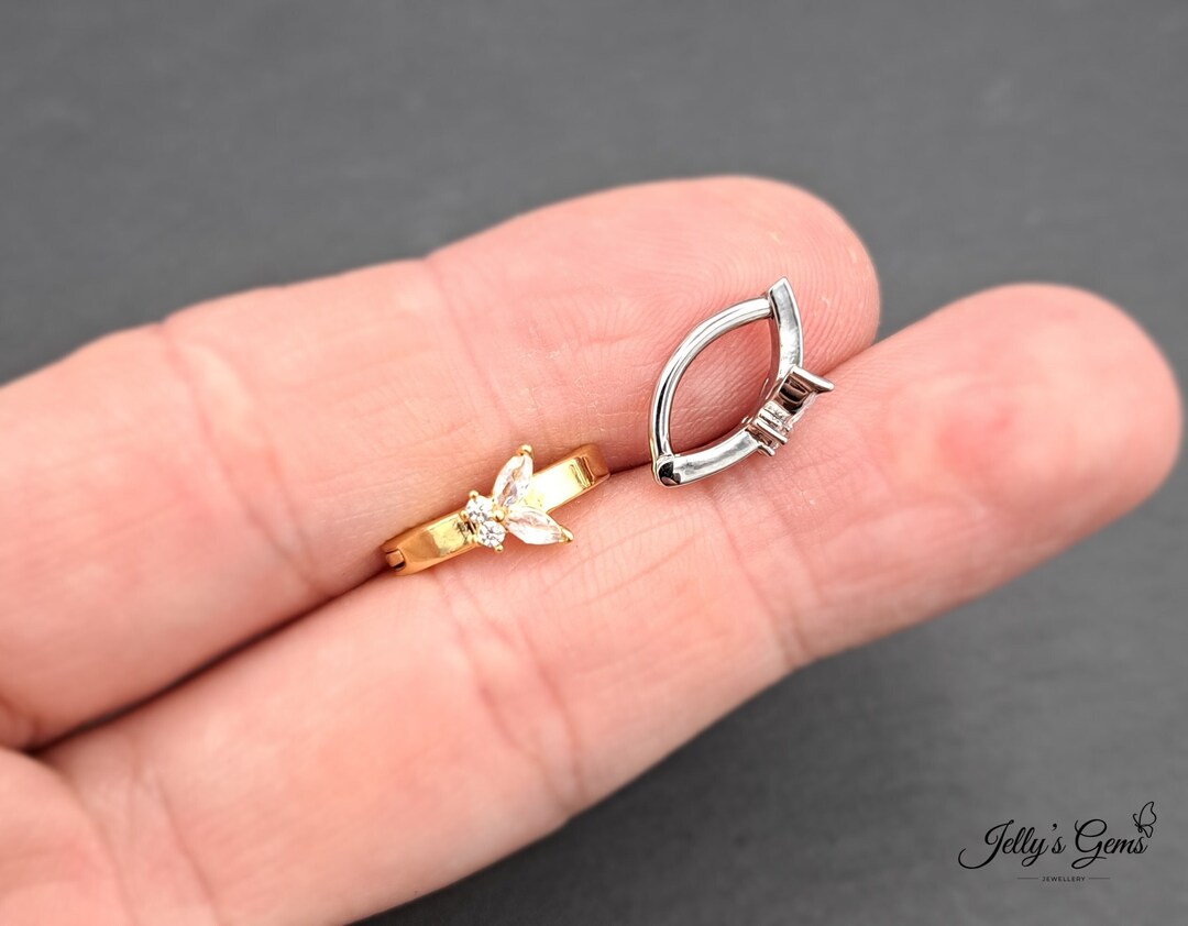 Small Butterfly 14G Naval Belly Button Piercing Belly Ring Hinged Belly ...