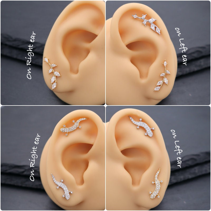 Mismatched Cartilage Earring Helix Piercing Jewelry Plant Ear - Etsy UK