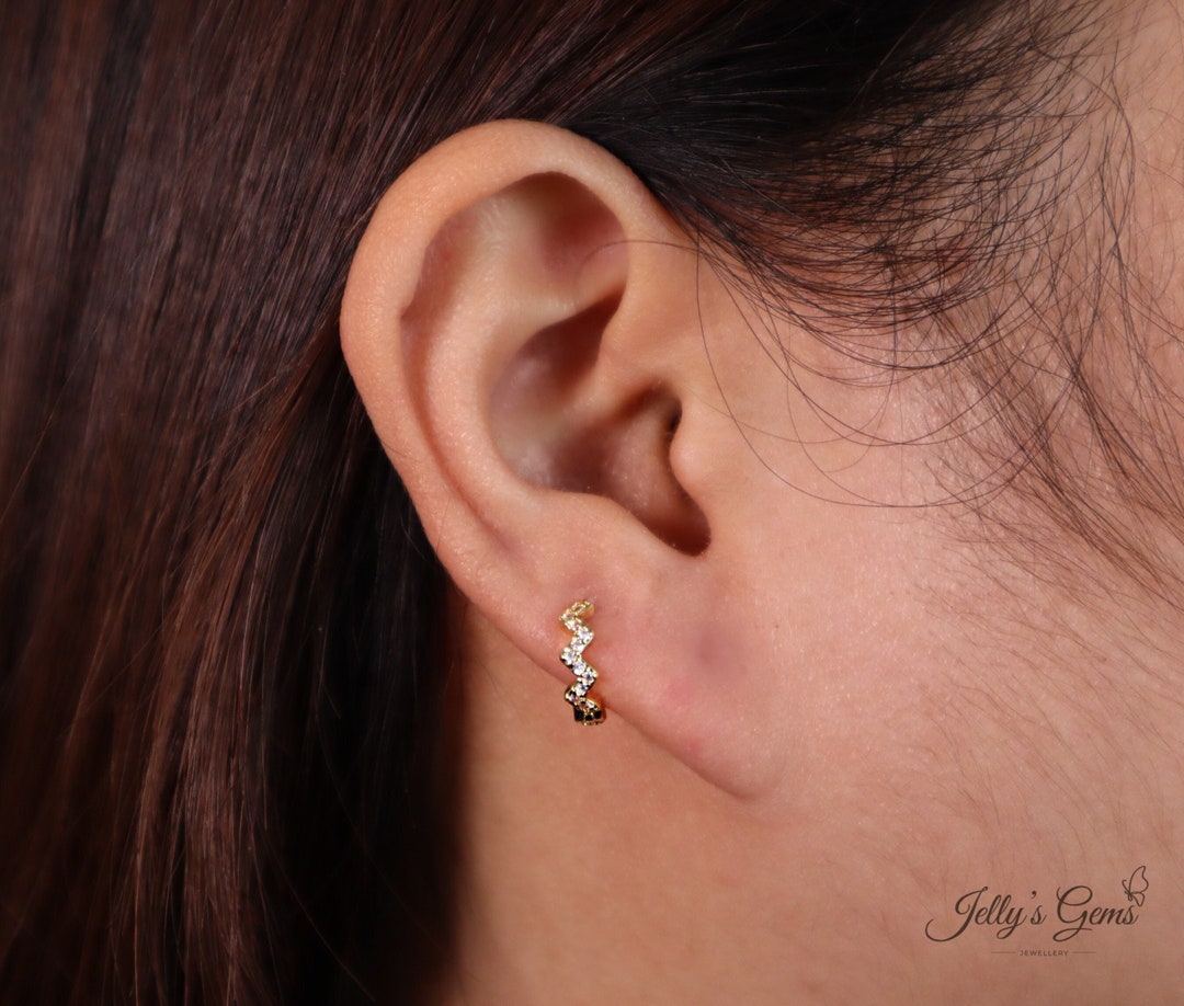 Hoop Cartilage Rook Orbital Earring Gold & Silver Clicker Lobe Piercing ...