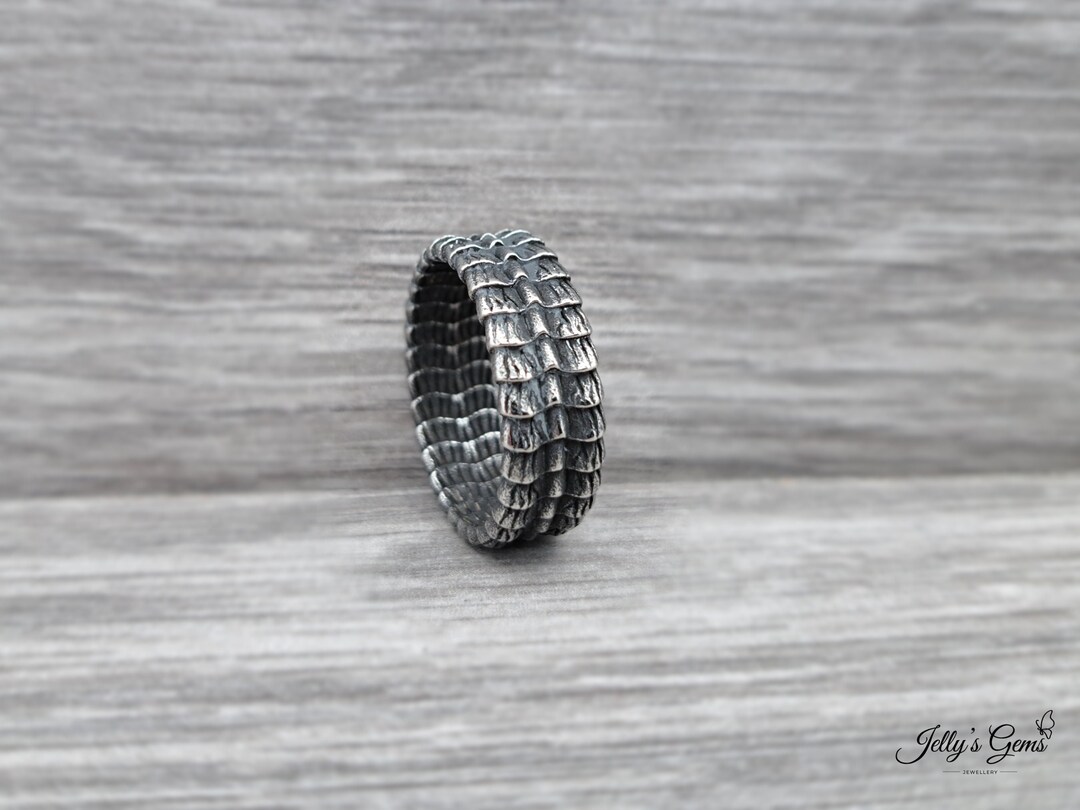 Dragon Snake Scales Ring Antique Dark Silver Titanium Steel - Etsy
