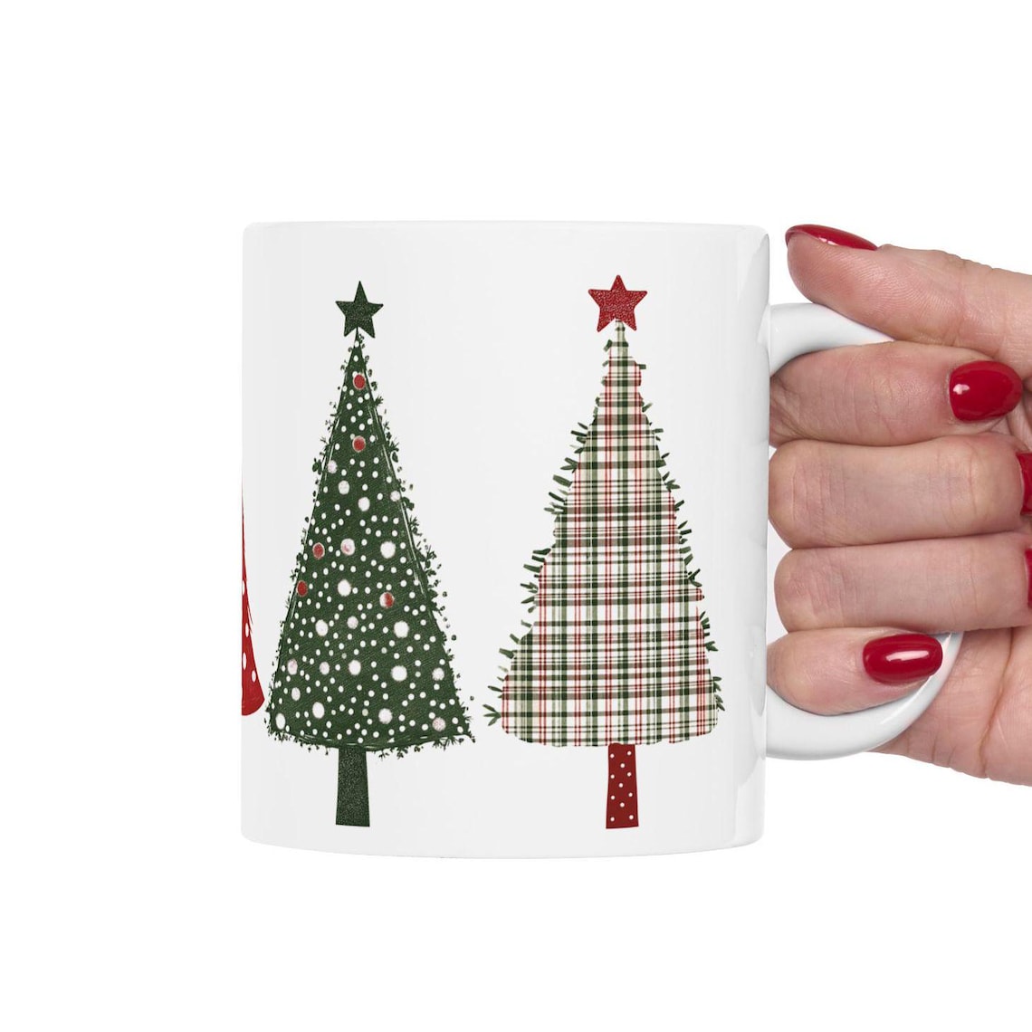 Whimsical Christmas Tree Mug, Christmas Mug, Gift for Her, Cute Holiday ...