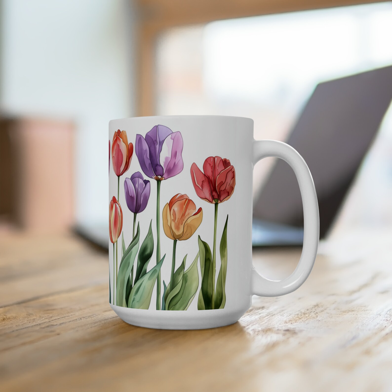 Flower Coffee Mug, Tulips Mug, Gift for Her, Coffee Lover Gift, Garden ...