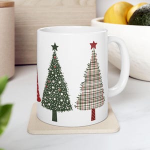 Whimsical Christmas Tree Mug, Christmas Mug, Gift for Her, Cute Holiday ...