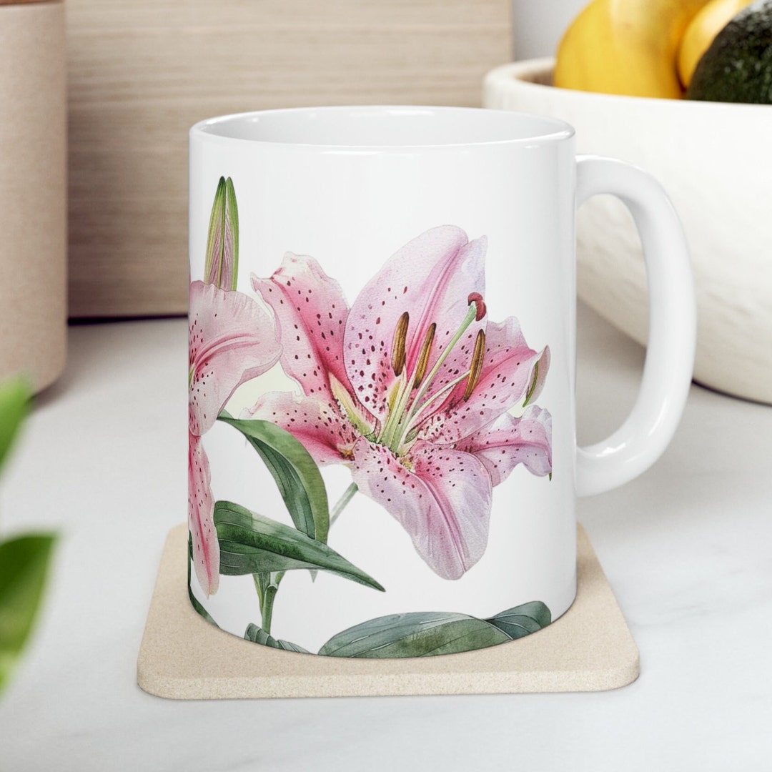 Flower Mug, Garden Lover Gift, Lilies Mug, Watercolor Flowers ...