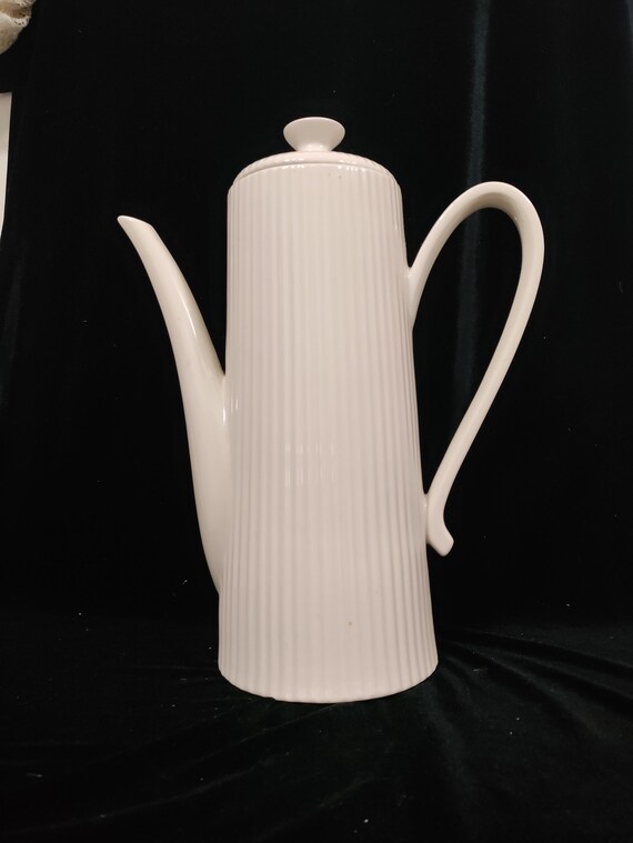 Vintage Large White Coffee Pot - Etsy