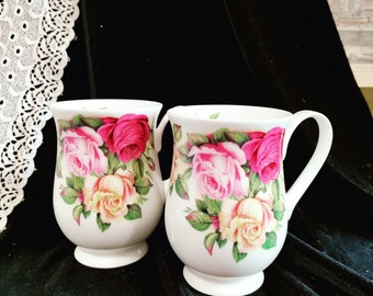 Set of 2 Roy Kirkham Redoute Roses, Rosa Muscosa, Tall Mugs, Coffee ...