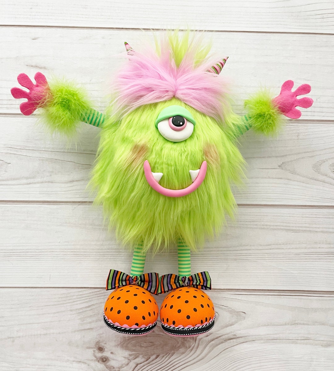 Halloween Monster Wreath Attachment, Furry One-eyed Embellishment ...
