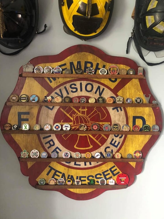 Personalized Firefighter Challenge Coin Holder / Hand Painted | Etsy