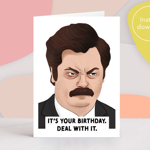 Ron Swanson Birthday Card Printable. Parks and Recreation | Etsy