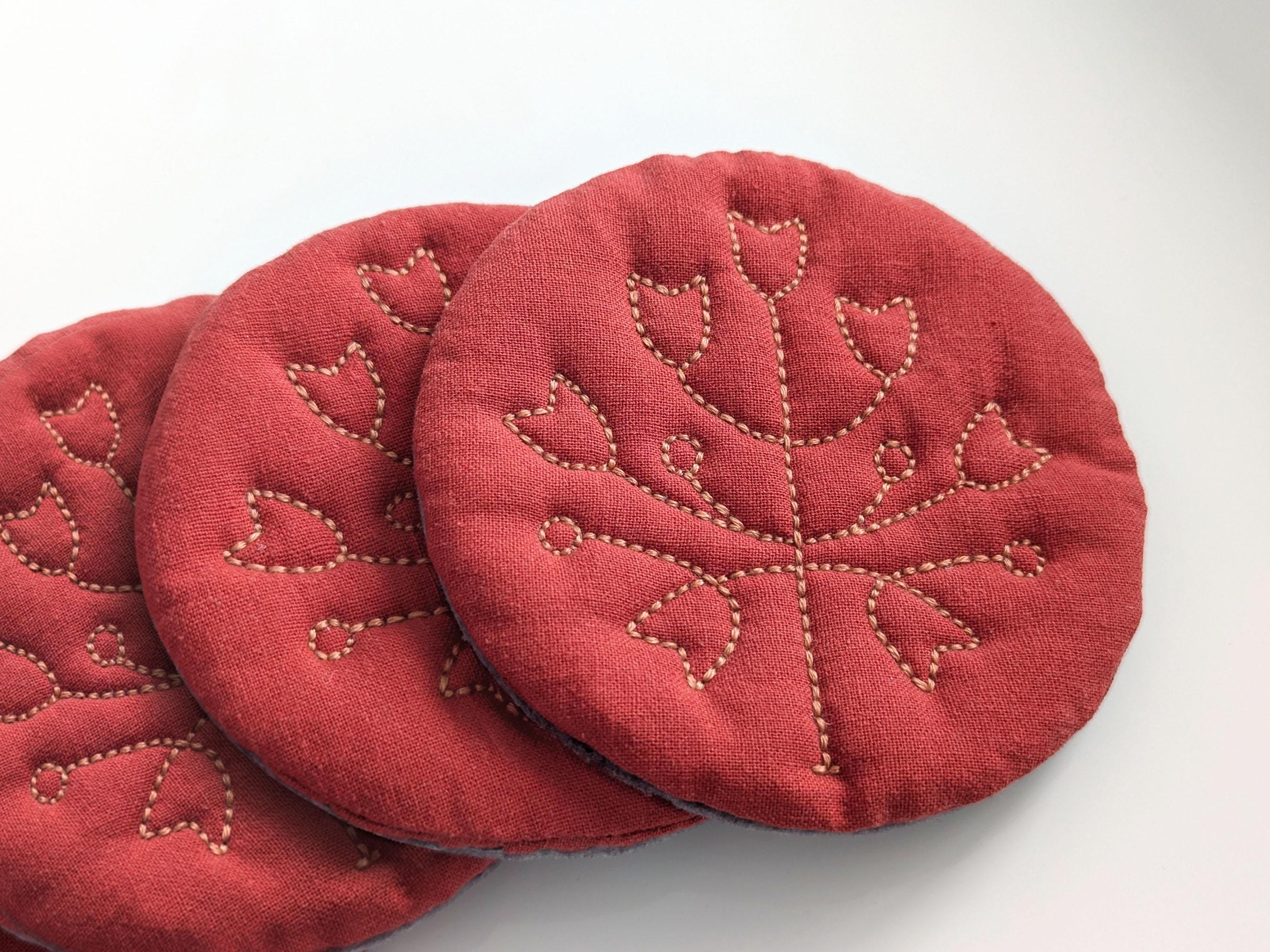 Embroidered Floral Fabric Coaster Sewing PDF Pattern, Quilted Up-cycled ...