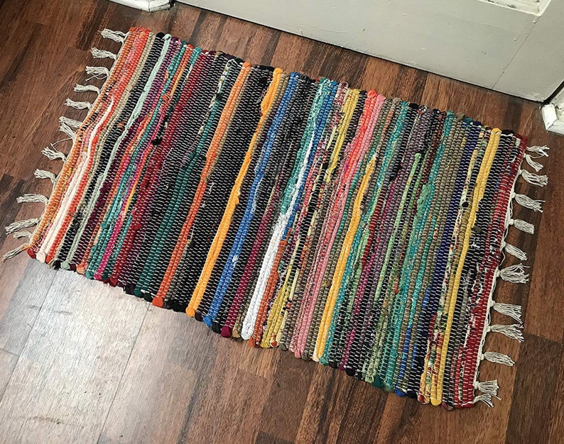 Handwoven Multi-coloured Chindi Rich Rag Rugs - Etsy