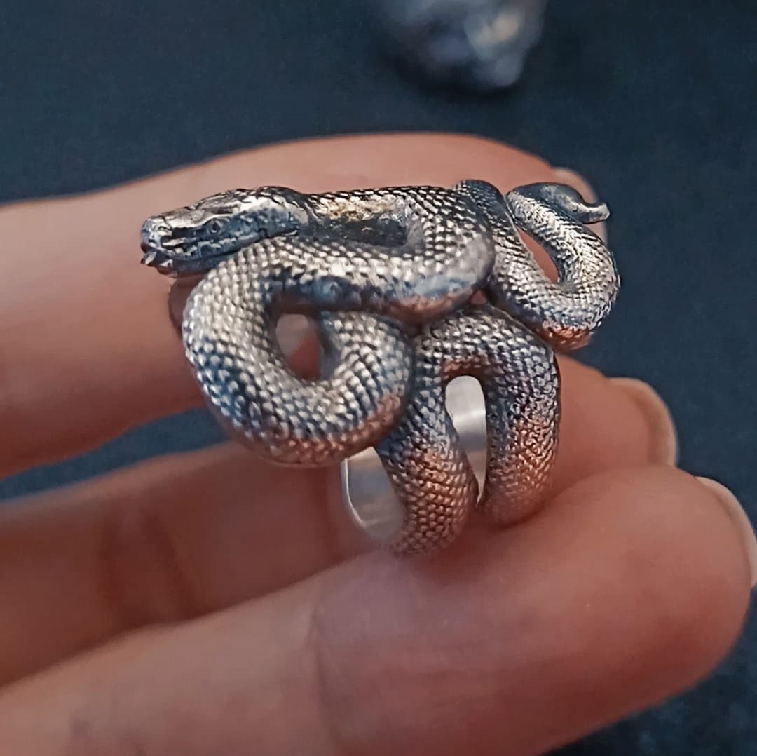 Snake Handmade Sterling Silver Men Ring, Serpent Silver Ring, Snake ...