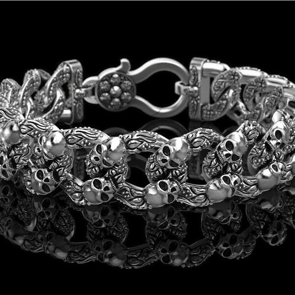 Mens Skull Bracelet - Etsy