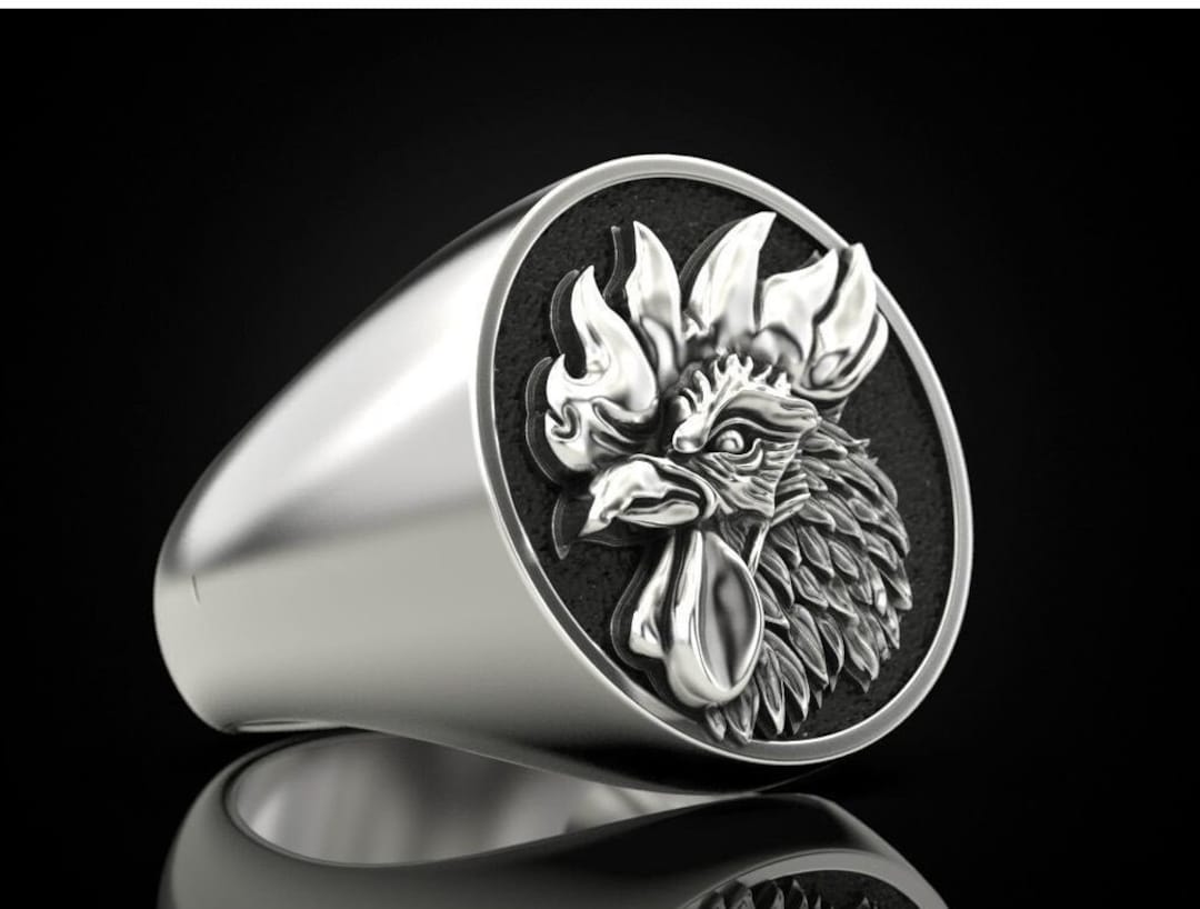 Rooster Ring for Men, 925 Sterling Silver Chicken Rooster Ring ...