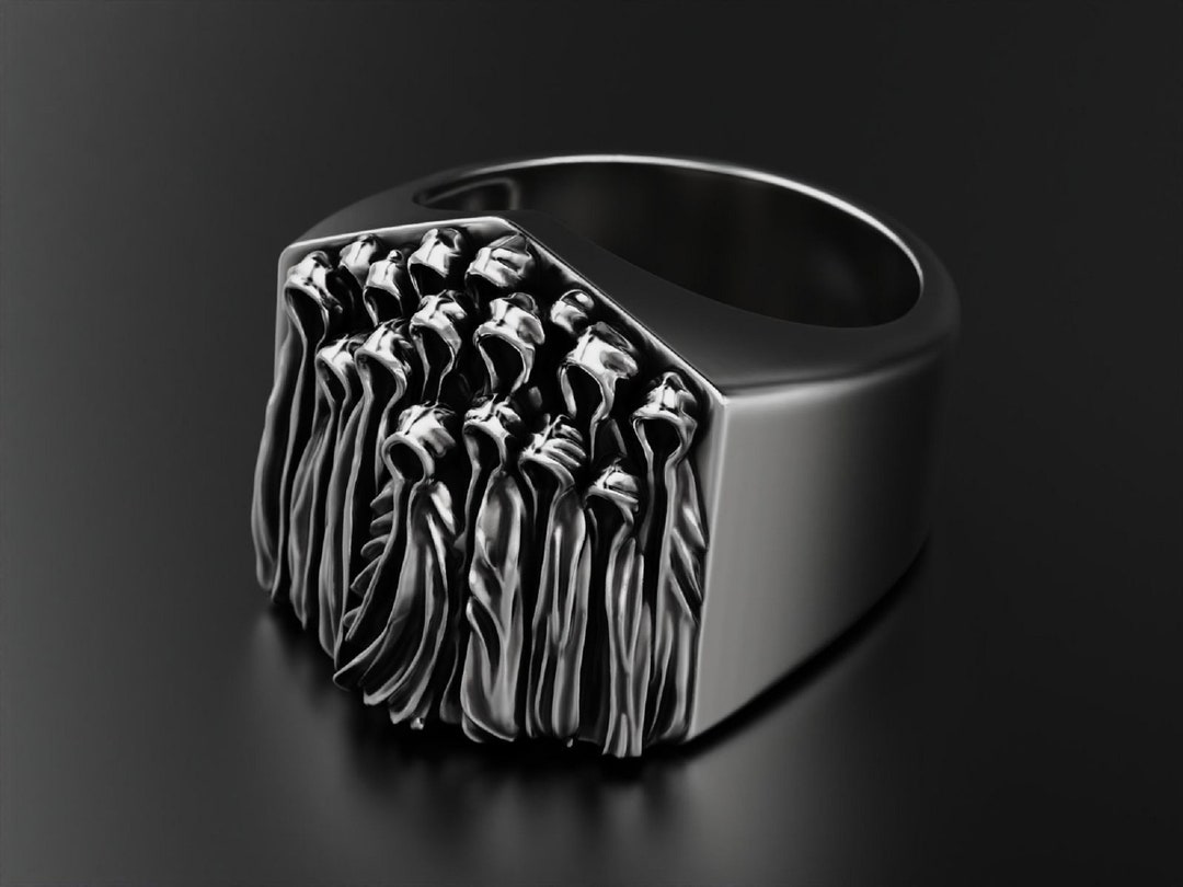 Silver Creepy Ghost Horror Ring, Handmade 925 Sterling Silver Ring ...