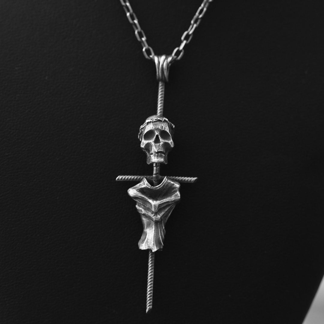 Skeleton Skull Cross Pendant, Cross Shape Skulls Necklace, Religious ...