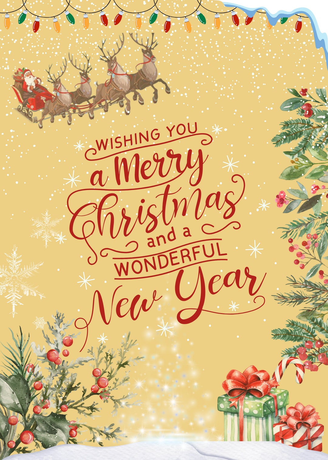 Customizable Christmas & New Year Card | Snow Design | Perfect for ...