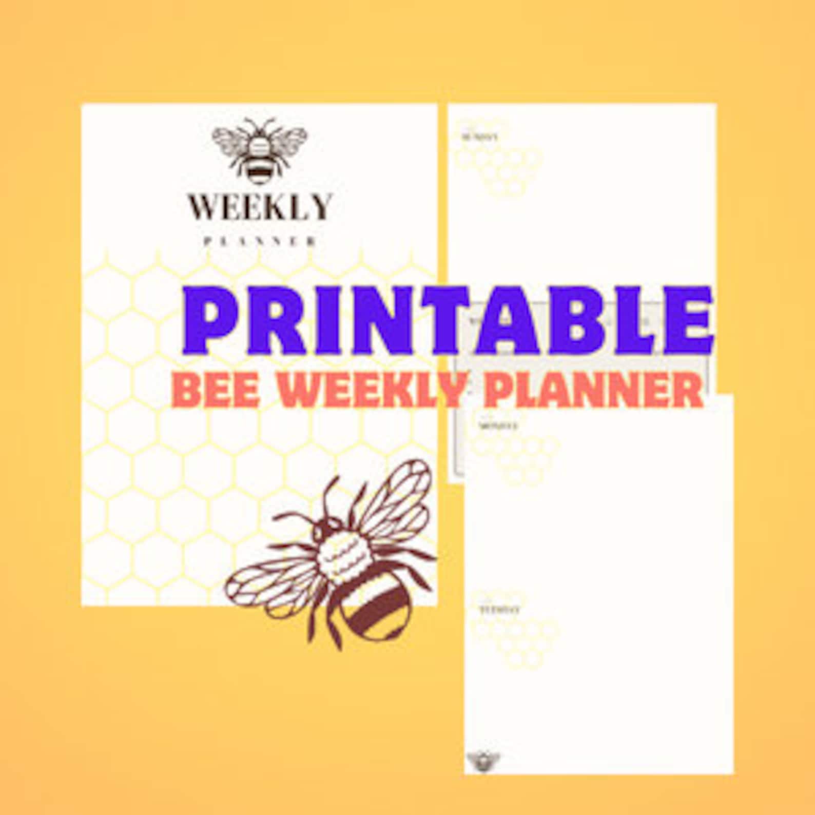 Printable Weekly Planner Bee and Honeycomb Theme - 7 Days Planner for ...