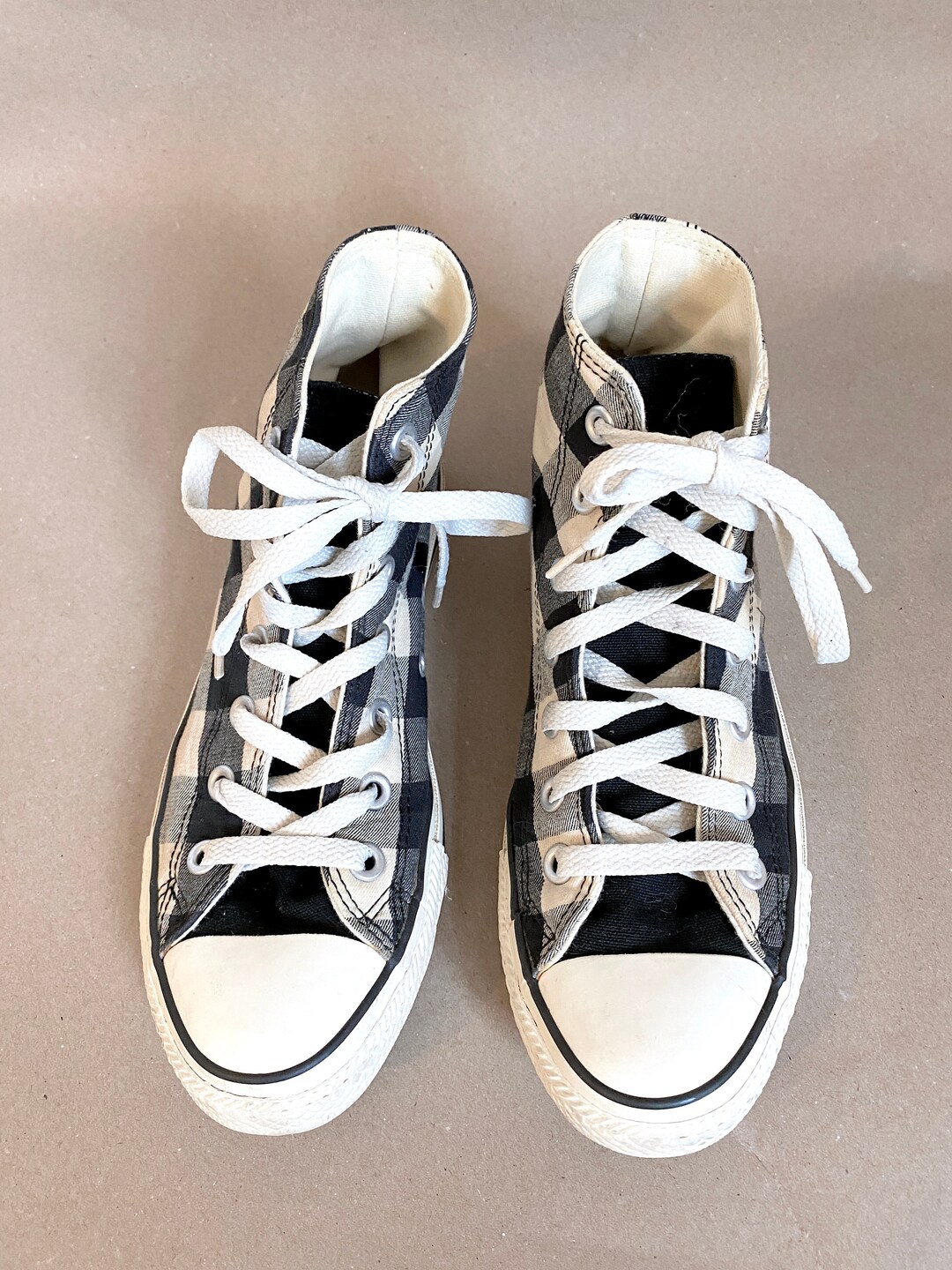 Vintage Converse Black & White Checker Hi-top Sneaker Size: Womens 7 - Etsy