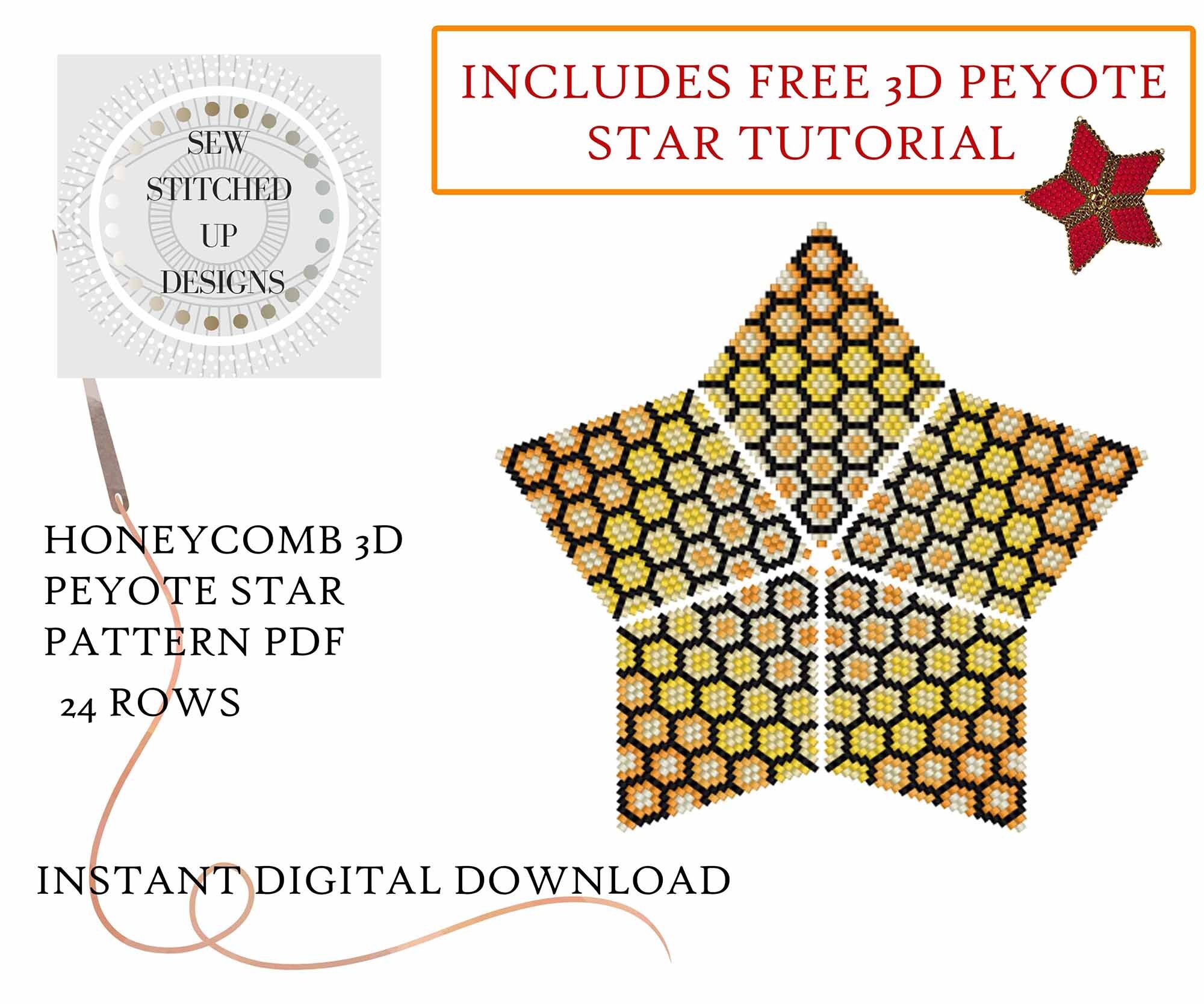 Honeycomb 3D Peyote Star Pattern PDF, Peyote Star Pattern Tutorial ...