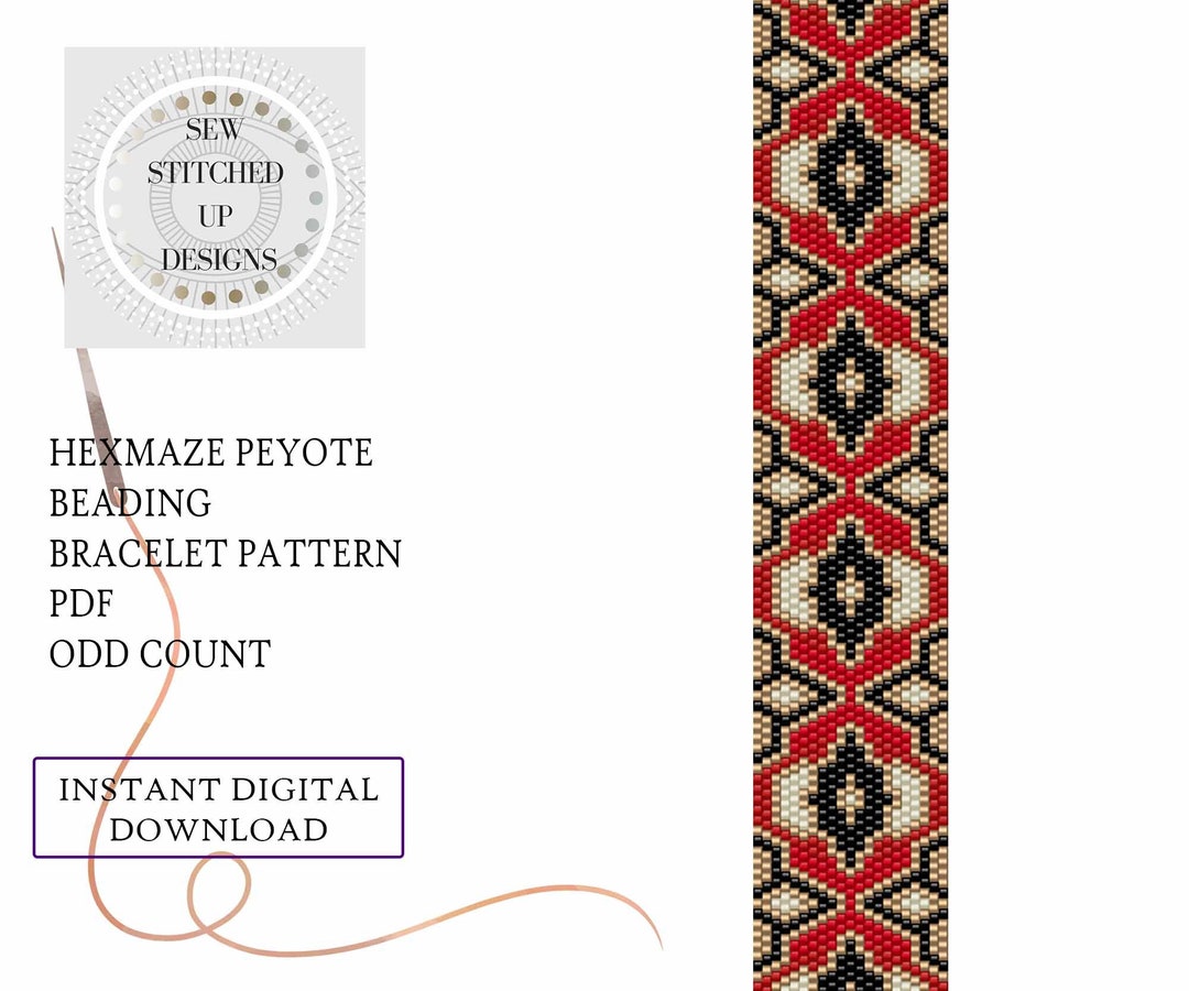 Hexmaze Peyote Stitch Bracelet Pattern Digital Download PDF Odd Count ...