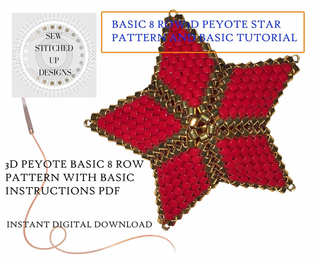 Basic 3D Peyote Star Pattern and Tutorial Instructions PDF, Peyote Star ...