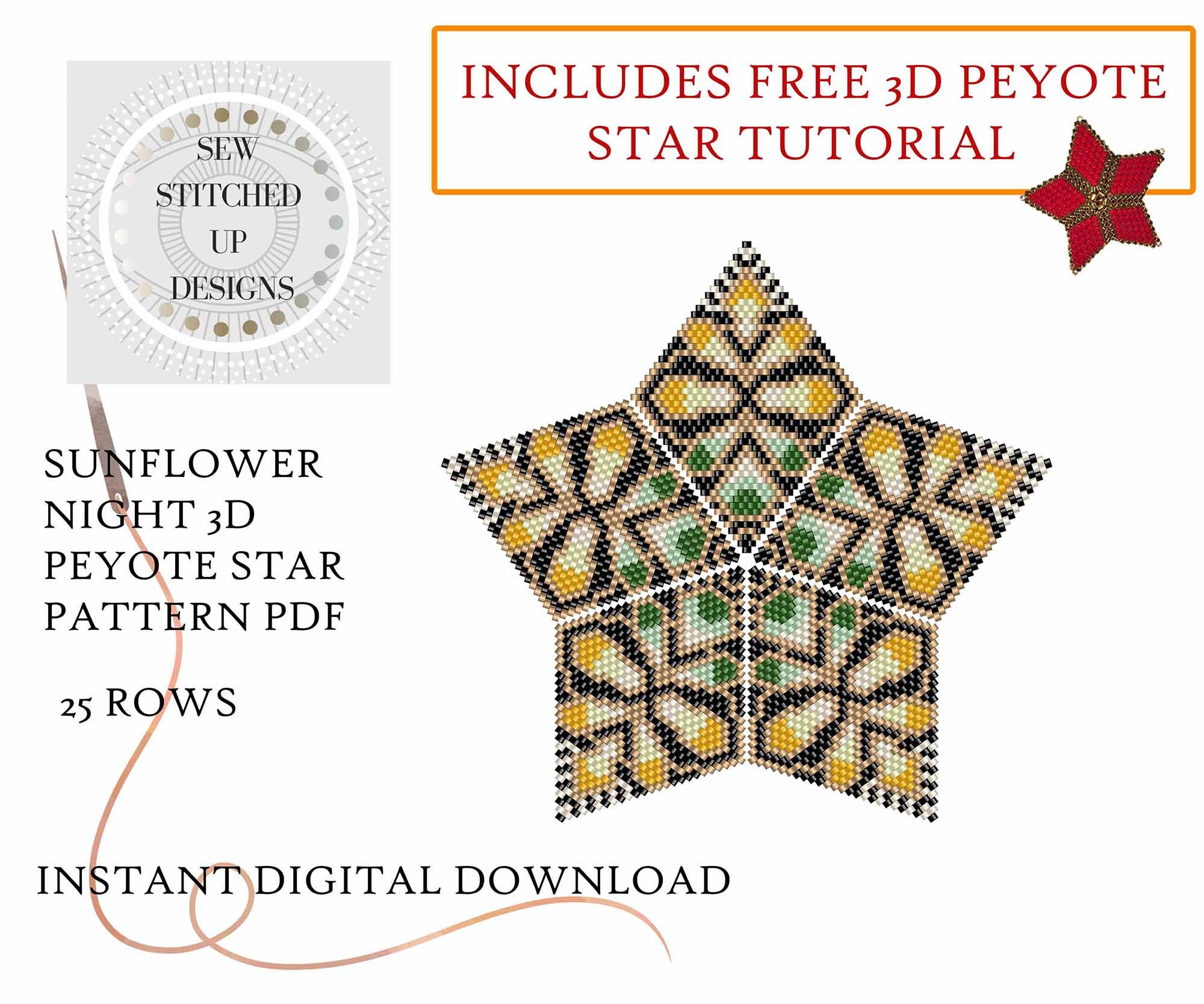 Sunflower Night 3D Peyote Star Pattern PDF, Peyote Star Pattern ...