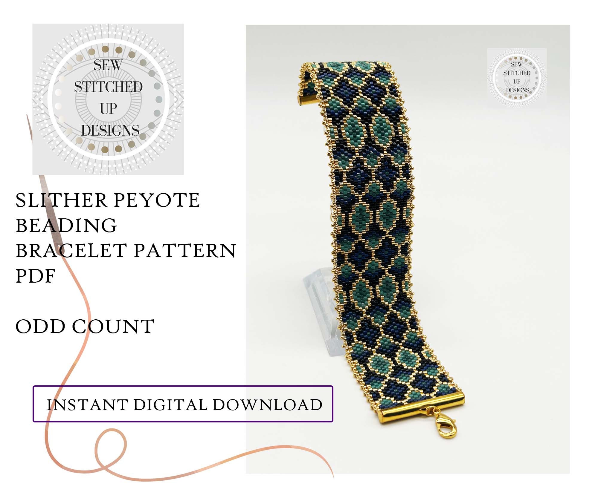Slither Peyote Stitch Bracelet Beading Pattern Digital Download PDF Odd ...