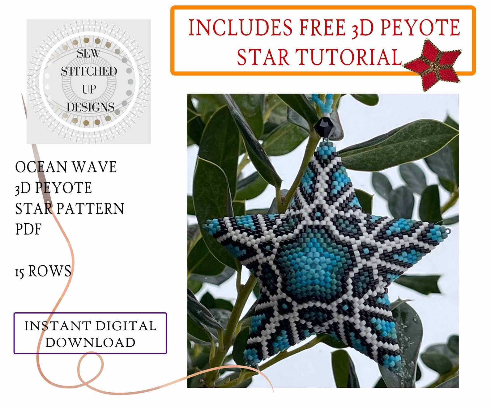 Ocean Wave 3D Peyote Star Pattern PDF Peyote Star Pattern - Etsy