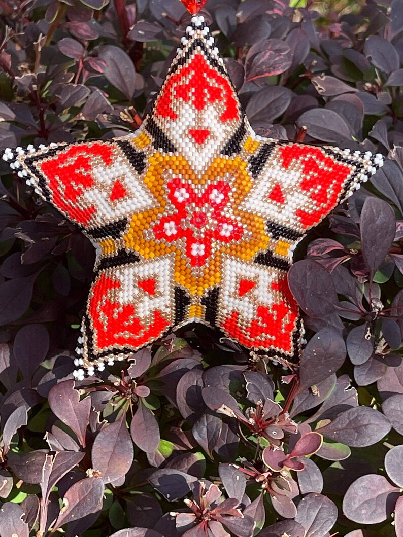 Fire Phoenix 3D Peyote Star Pattern PDF, Peyote Star Pattern Tutorial ...