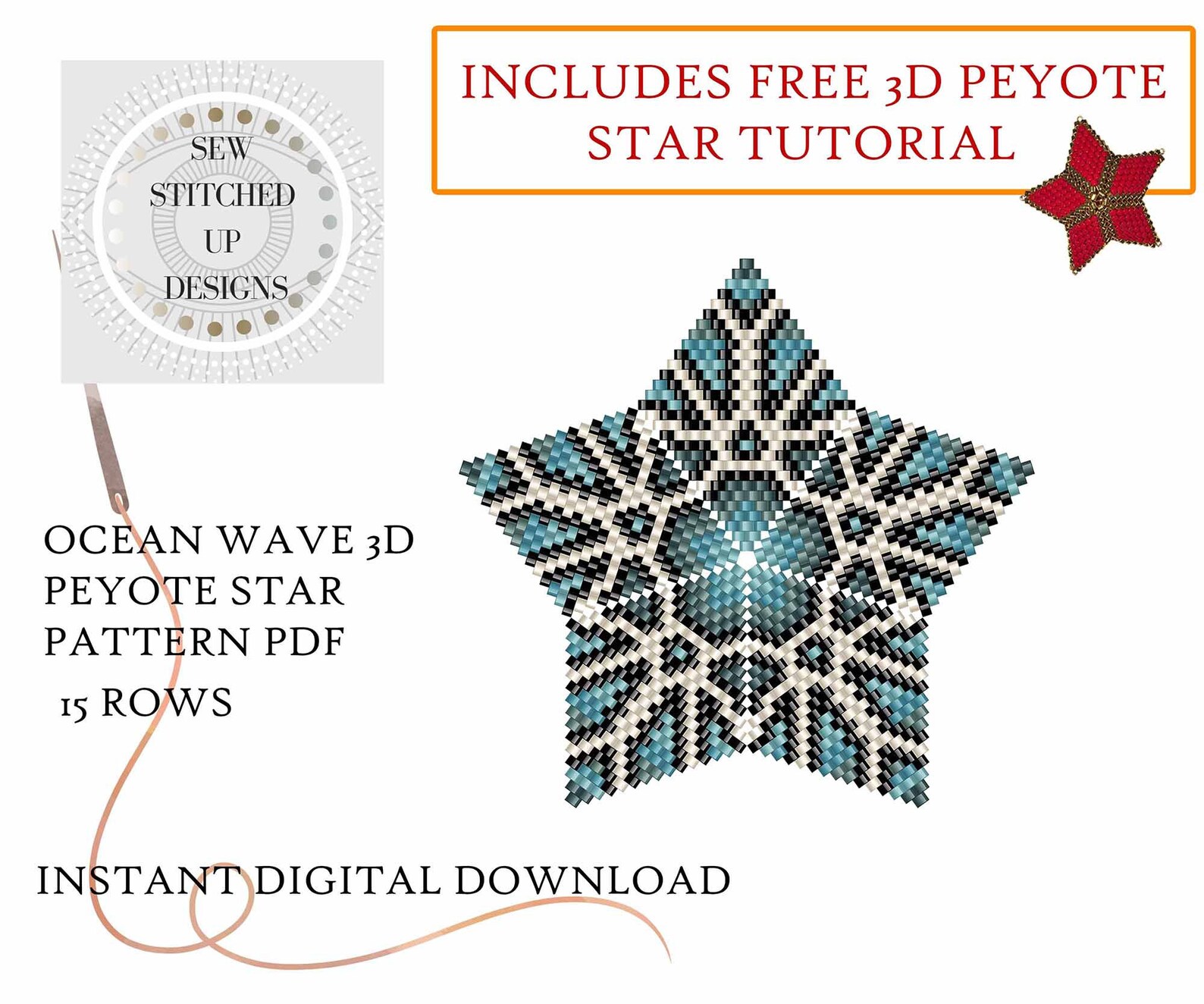 Ocean Wave 3D Peyote Star Pattern PDF Peyote Star Pattern - Etsy