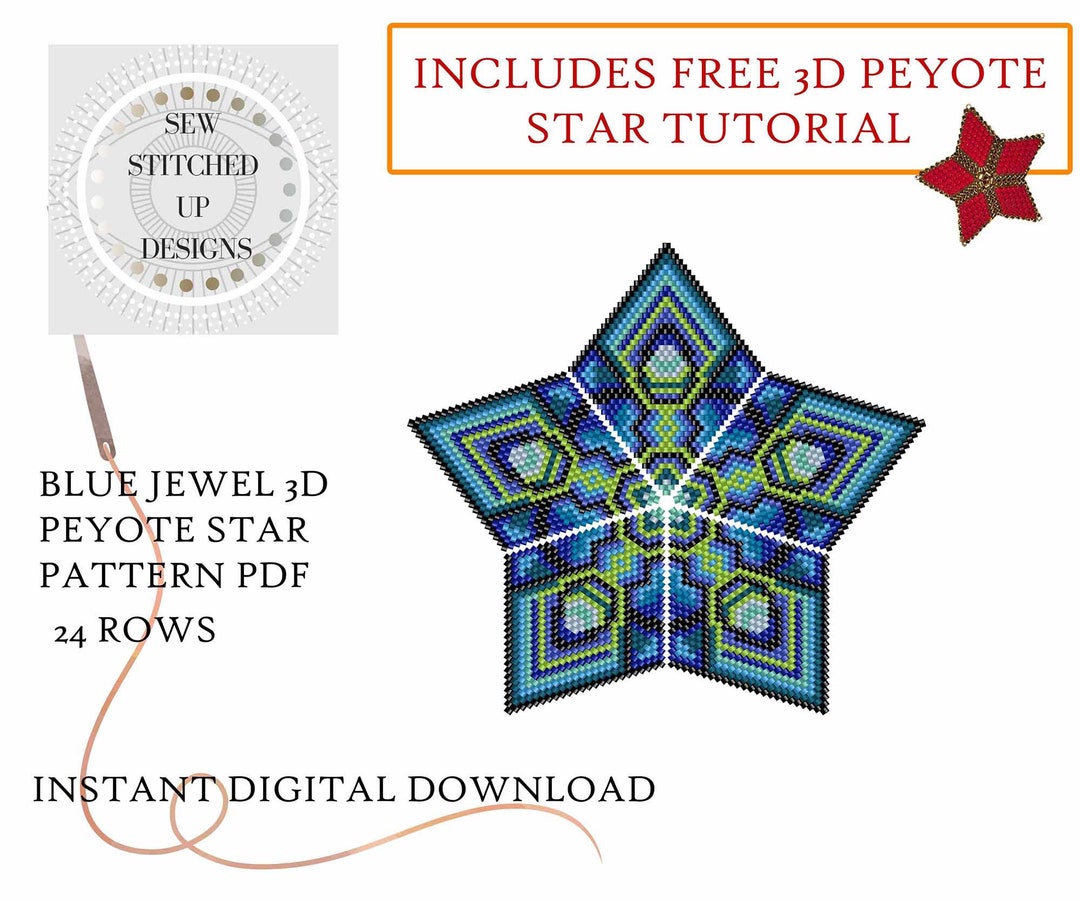 Blue Jewel 3D Peyote Star Pattern PDF, Peyote Star Pattern Tutorial ...