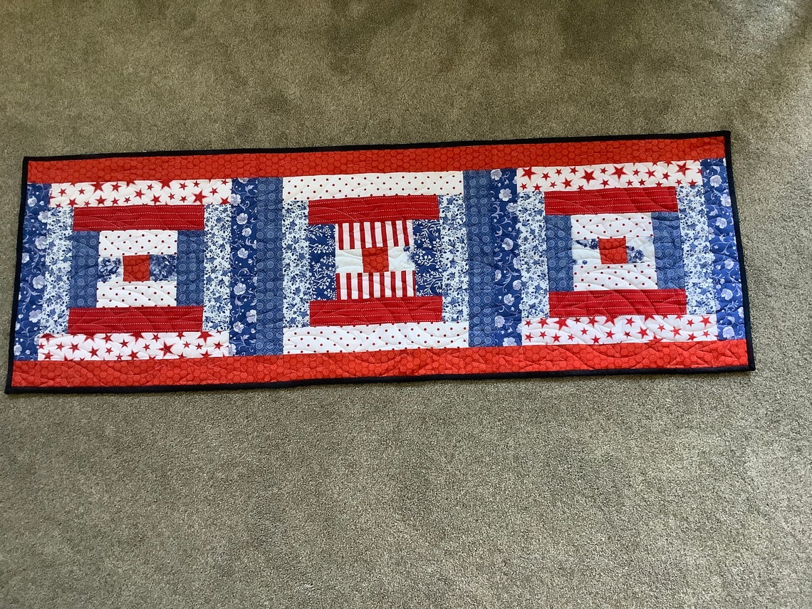 Patriotic Quilted Table Runner - Etsy