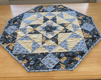 Quilted Blue Table Runner, Farmhouse Handmade Table Topper, Sofa Table ...