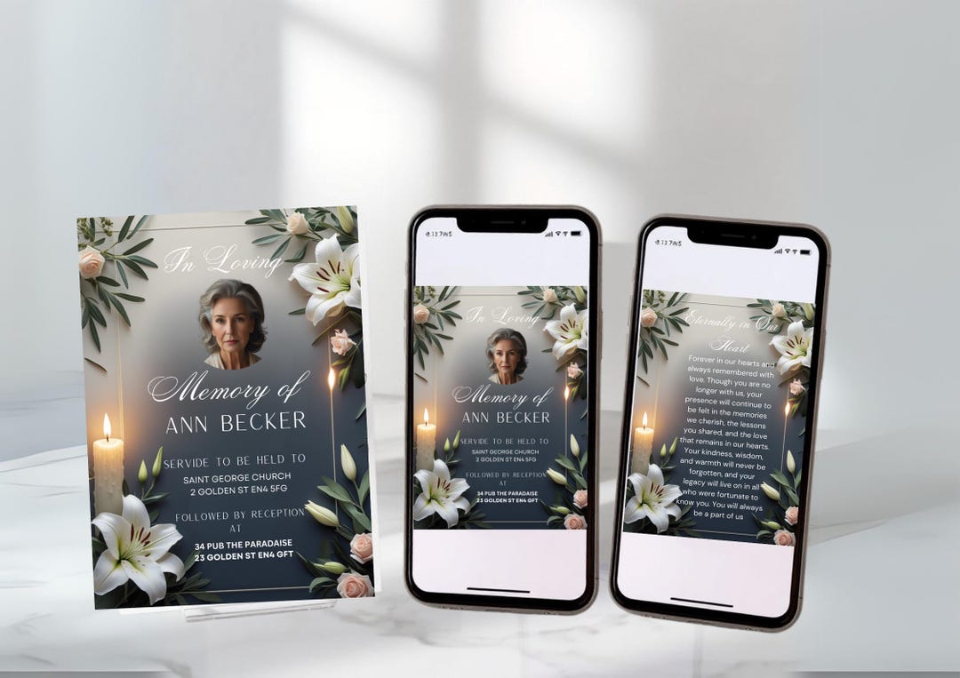 Funeral Invitation Digital Template Editable Memorial Service ...