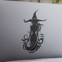 Witch on Broomstick Vinyl Decal Halloween Decoration V5 | Custom Color ...