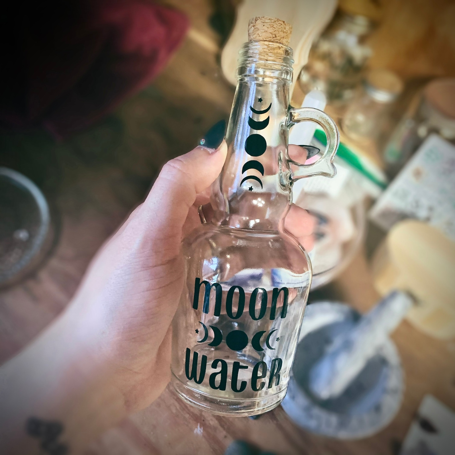 Moon Water Bottle/tall Moon Water Jar for Altar and Spells - Etsy