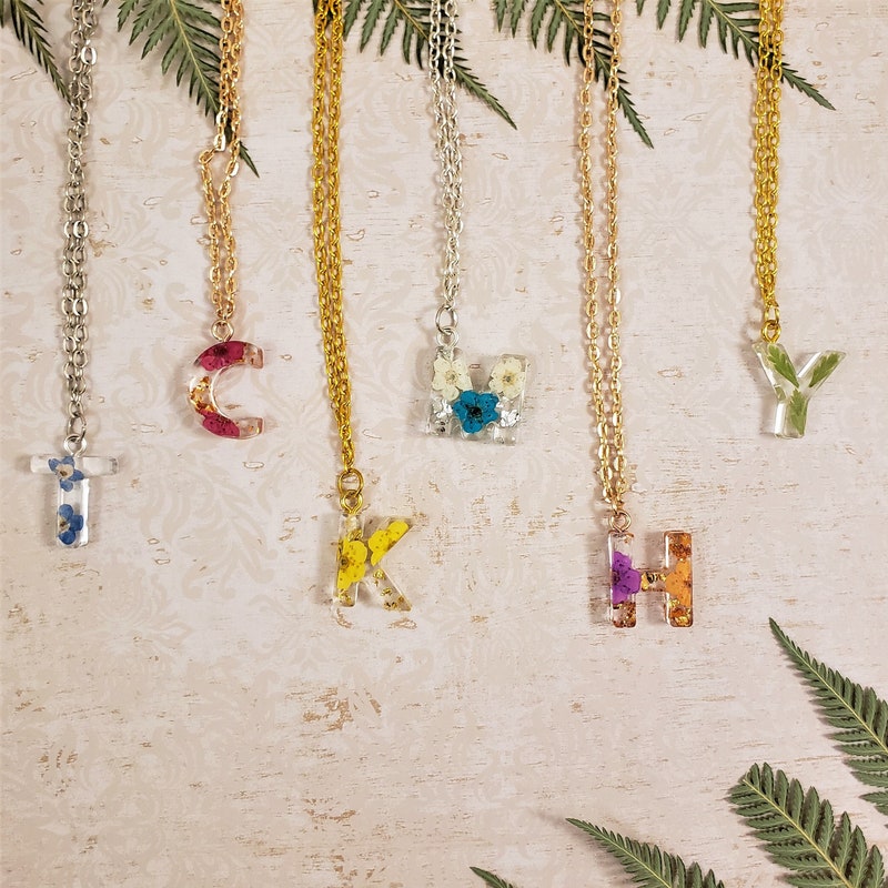 Resin Name Initial Necklace - Etsy