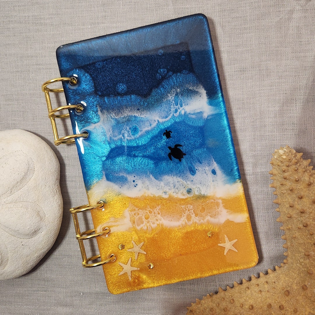 Custom Resin Beach Notebook (size A5, A6 or A7) | Handmade Ocean Turtle ...