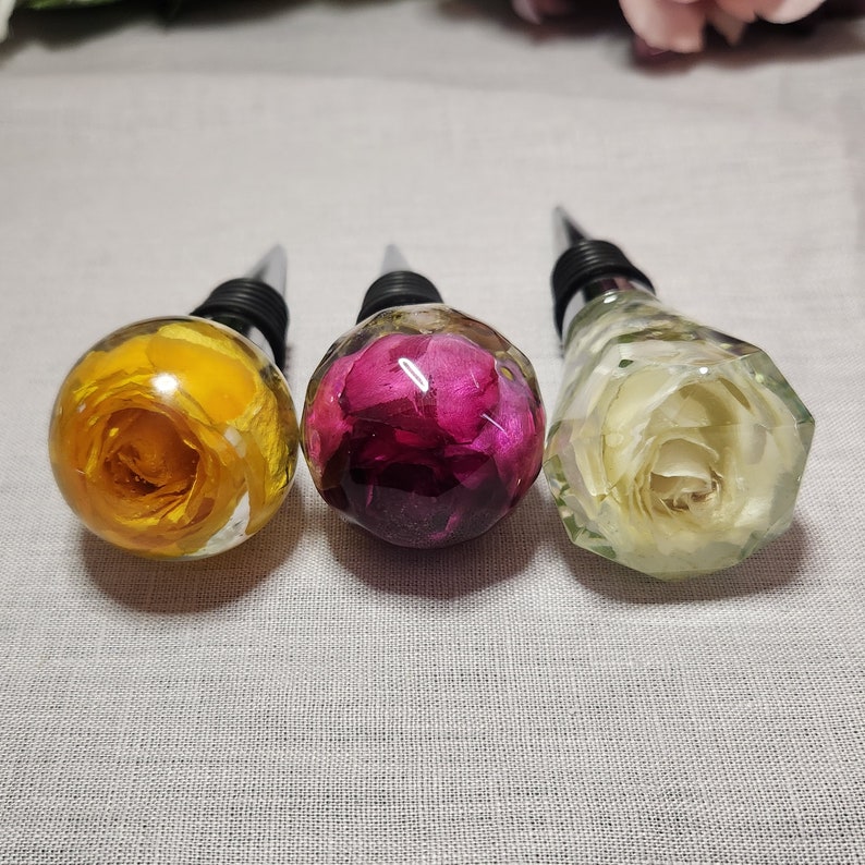 Dried Rose Bottle Stopper | Pressed Flower Wine Stopper | Real Flower ...