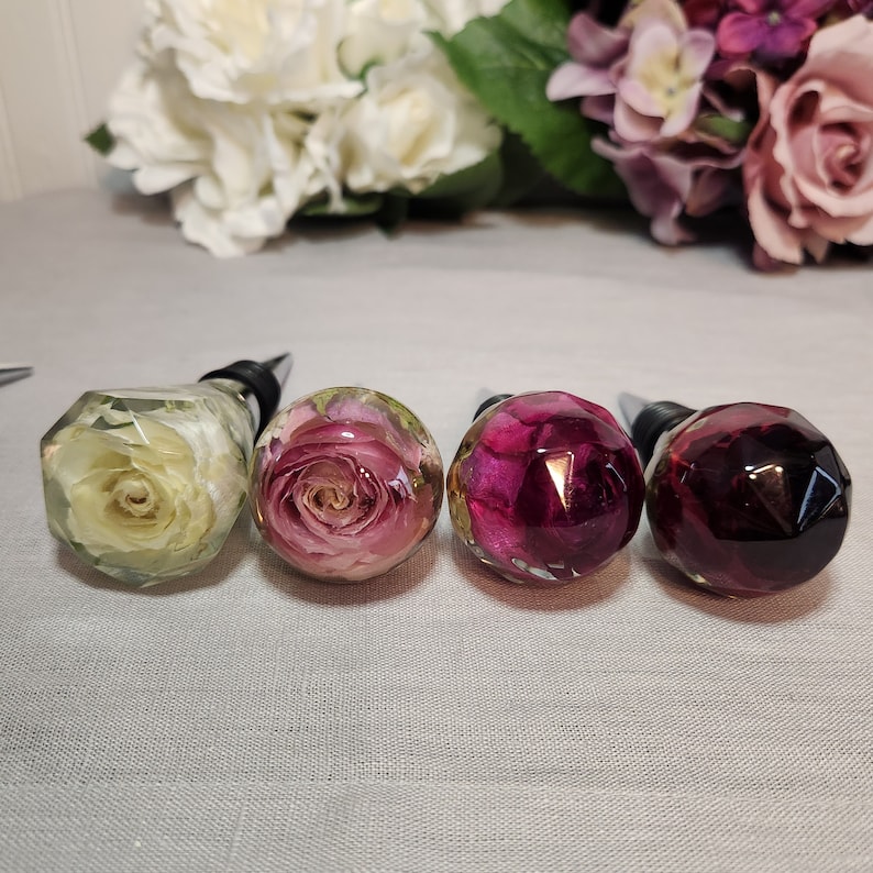 Dried Rose Bottle Stopper | Pressed Flower Wine Stopper | Real Flower ...