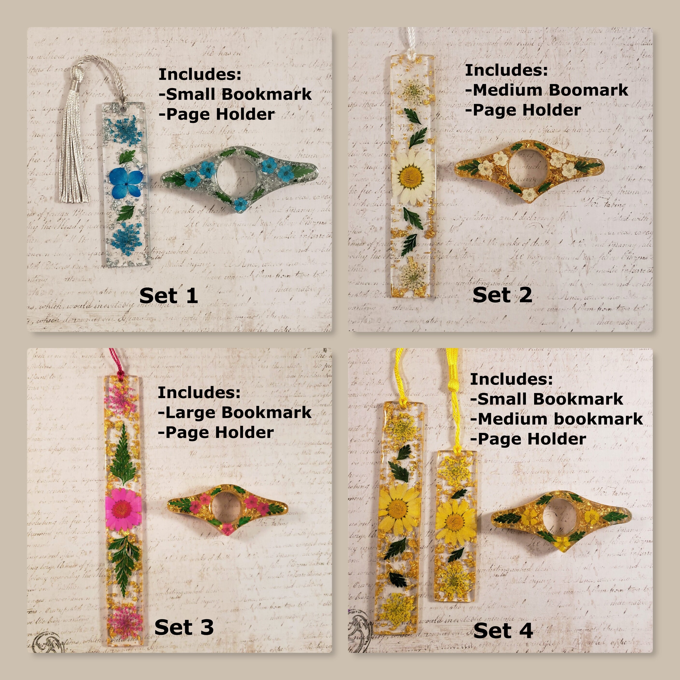 Custom Flower Bookmark & Page Holder Sets - Etsy
